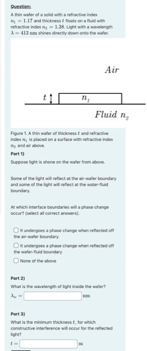 Solved Question: A thin wafer of a solid with a refractive | Chegg.com