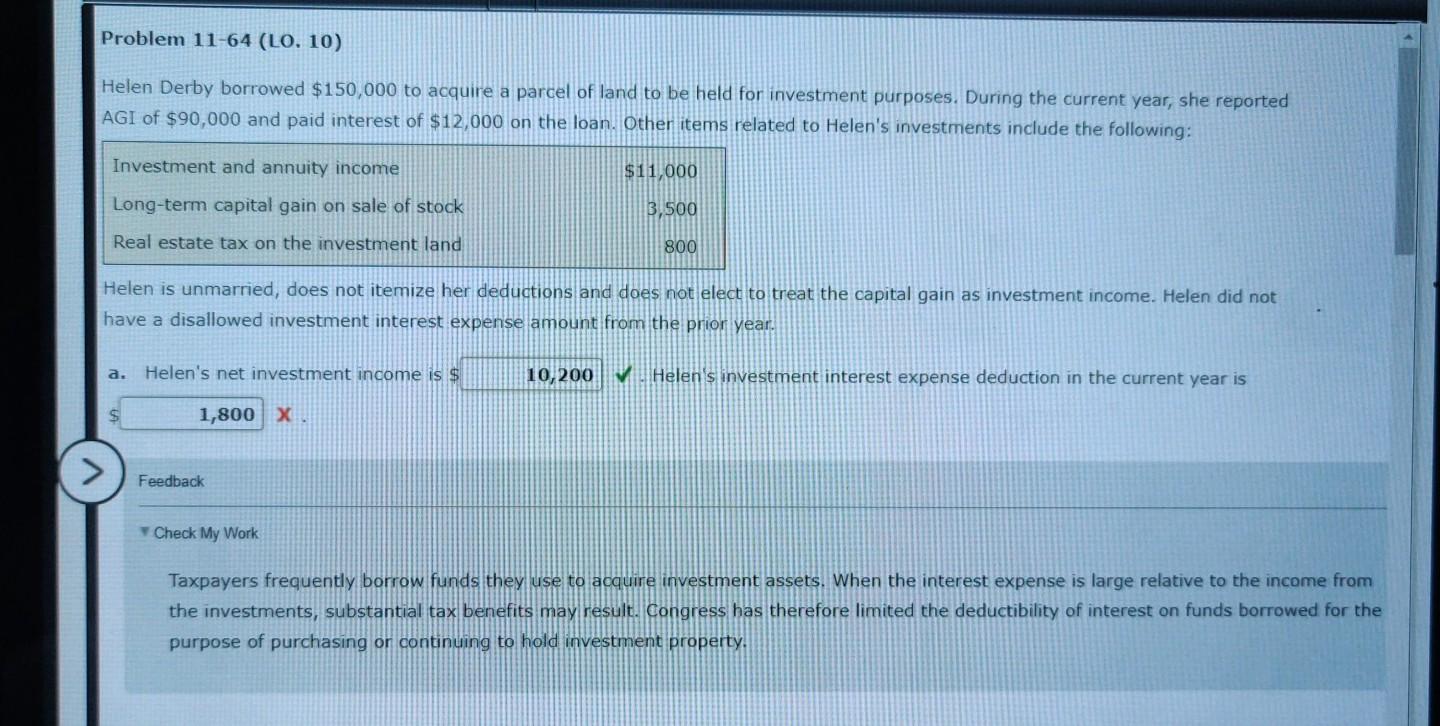 Solved Problem 11-64 (LO. 10) Helen Derby borrowed $150,000 | Chegg.com