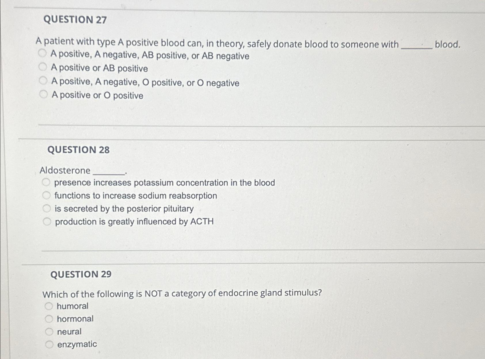 Solved QUESTION 27A patient with type A positive blood can, | Chegg.com