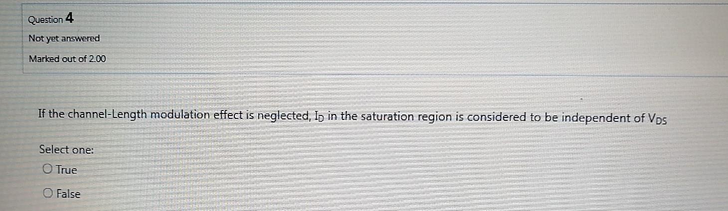 Solved If the channel-Length modulation effect is neglected, | Chegg.com