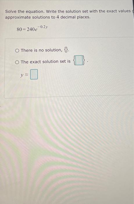 Solved Solve the equation. Write the solution set with the | Chegg.com