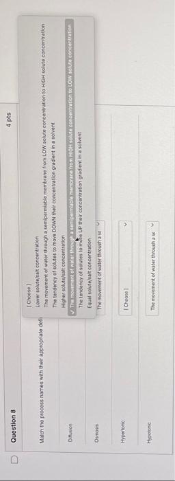 Solved Question 8 Match the process names with their | Chegg.com