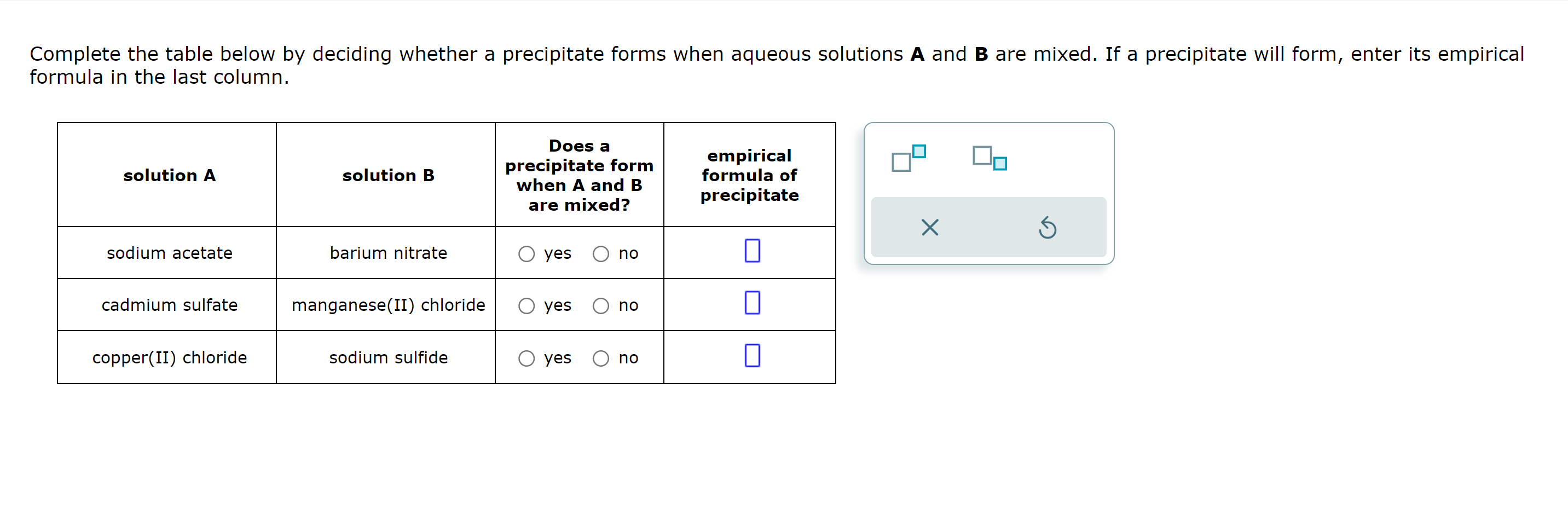 Solved Complete the table below by deciding whether a | Chegg.com