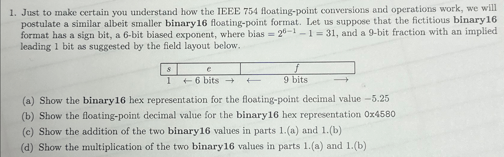 Solved Just to make certain you understand how the IEEE 754 | Chegg.com