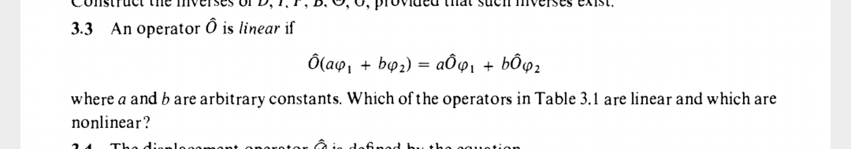 Solved 3.2 ﻿The inverse of an operator hat(A) ﻿is written | Chegg.com