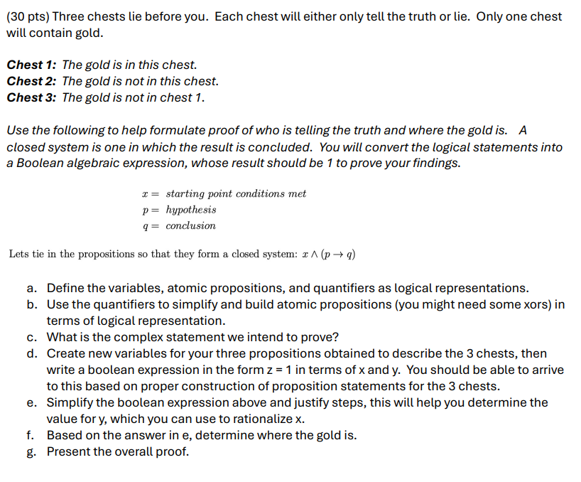 Solved Three chests lie before you. Each chest will either | Chegg.com