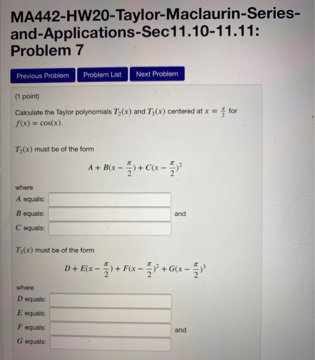 Solved MA442-HW20-Taylor-Maclaurin-Series- | Chegg.com