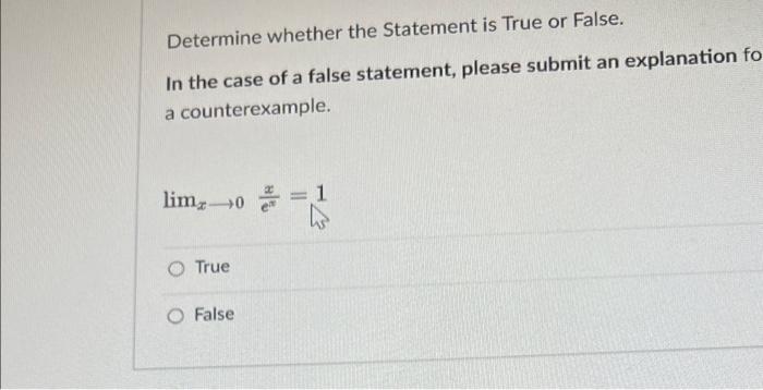 Solved Determine whether the Statement is True or False. In | Chegg.com