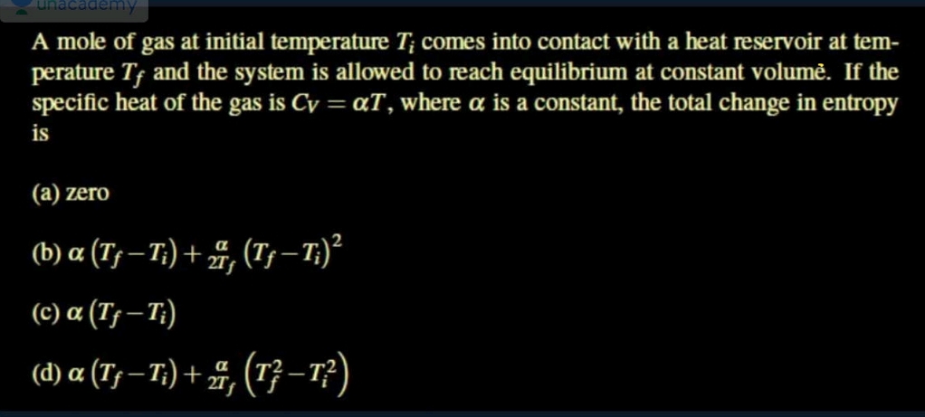 Solved A mole of gas at initial temperature Ti ﻿comes into | Chegg.com