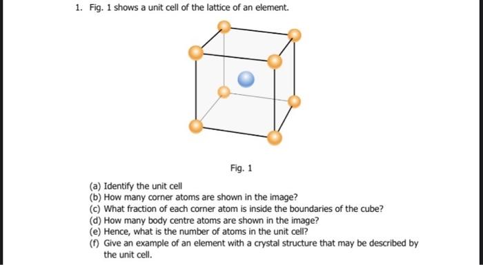 Solved 1. Fig. 1 shows a unit cell of the lattice of an | Chegg.com
