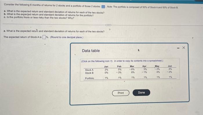 Solved a. What is the expected retum and standard deviation | Chegg.com