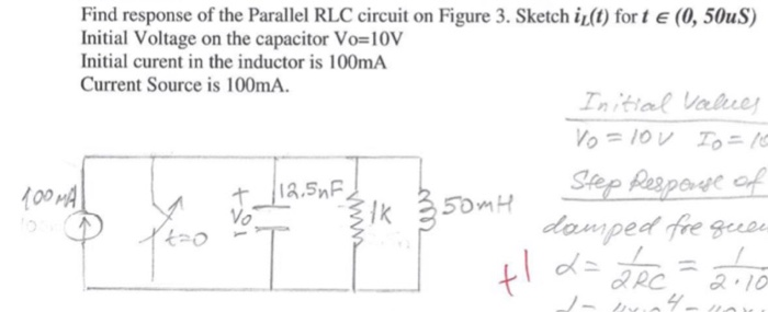 Solved find response of the parallel RLC circuit on Figure | Chegg.com