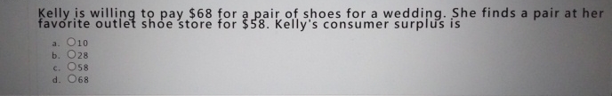 Solved Kelly is willing to pay $68 ﻿for a pair of shoes for | Chegg.com