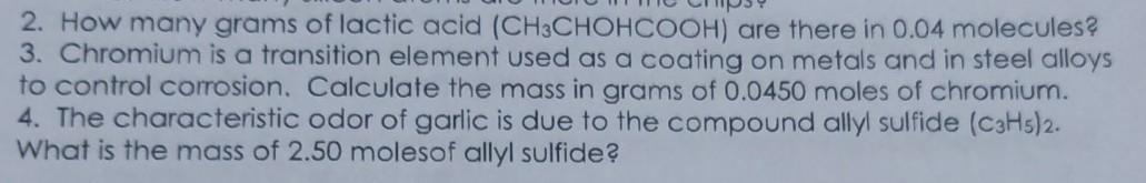 Solved 2. How many grams of lactic acid (CH3CHOHCOOH) are | Chegg.com