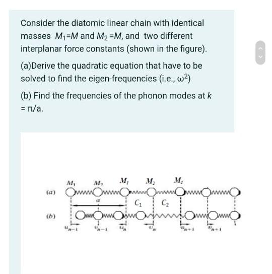 Solved Consider the diatomic linear chain with identical | Chegg.com