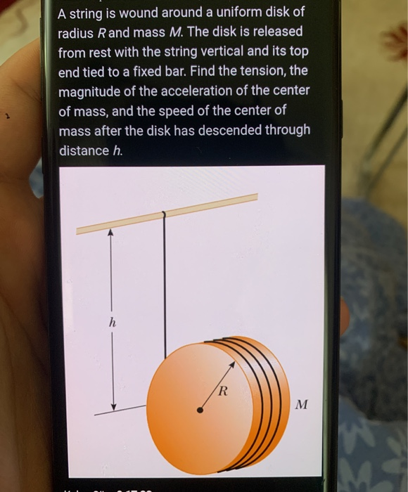 Solved A string is wound around a uniform disk of radius | Chegg.com