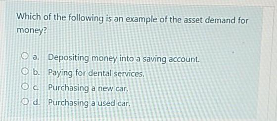 Solved Which of the following is an example of the asset | Chegg.com