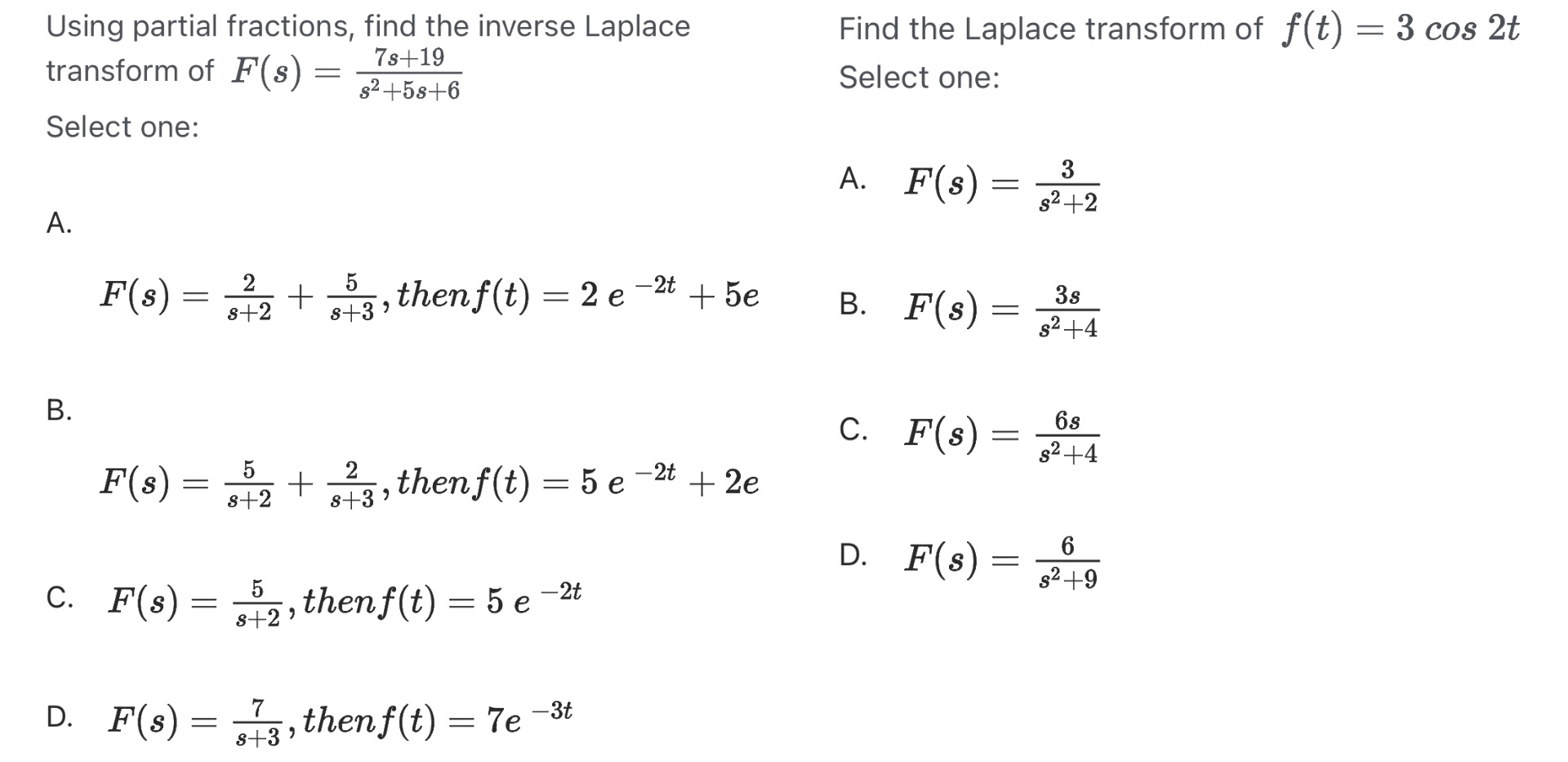 Solved Using partial fractions, find the inverse Laplace | Chegg.com