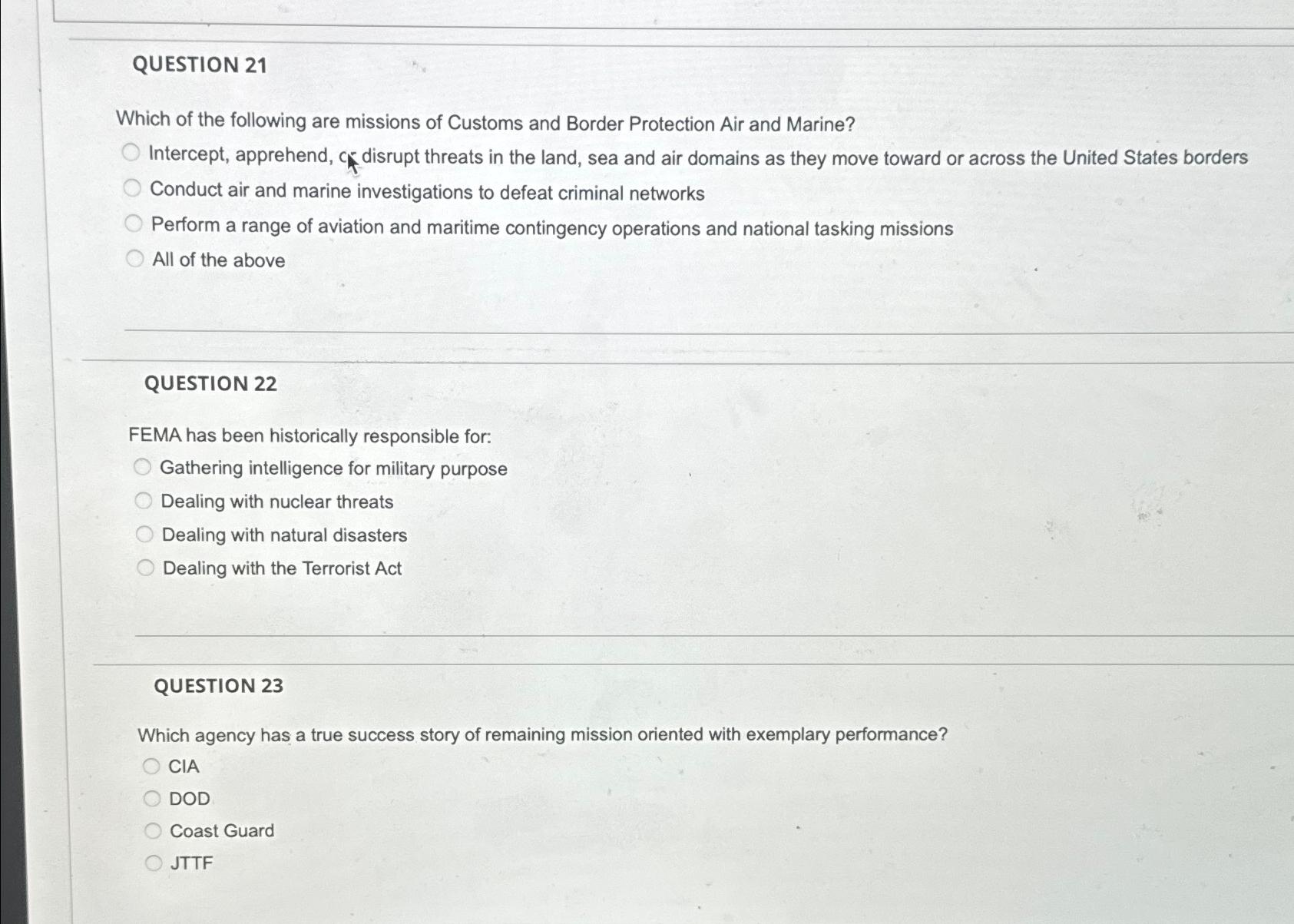 Solved QUESTION 21Which of the following are missions of | Chegg.com