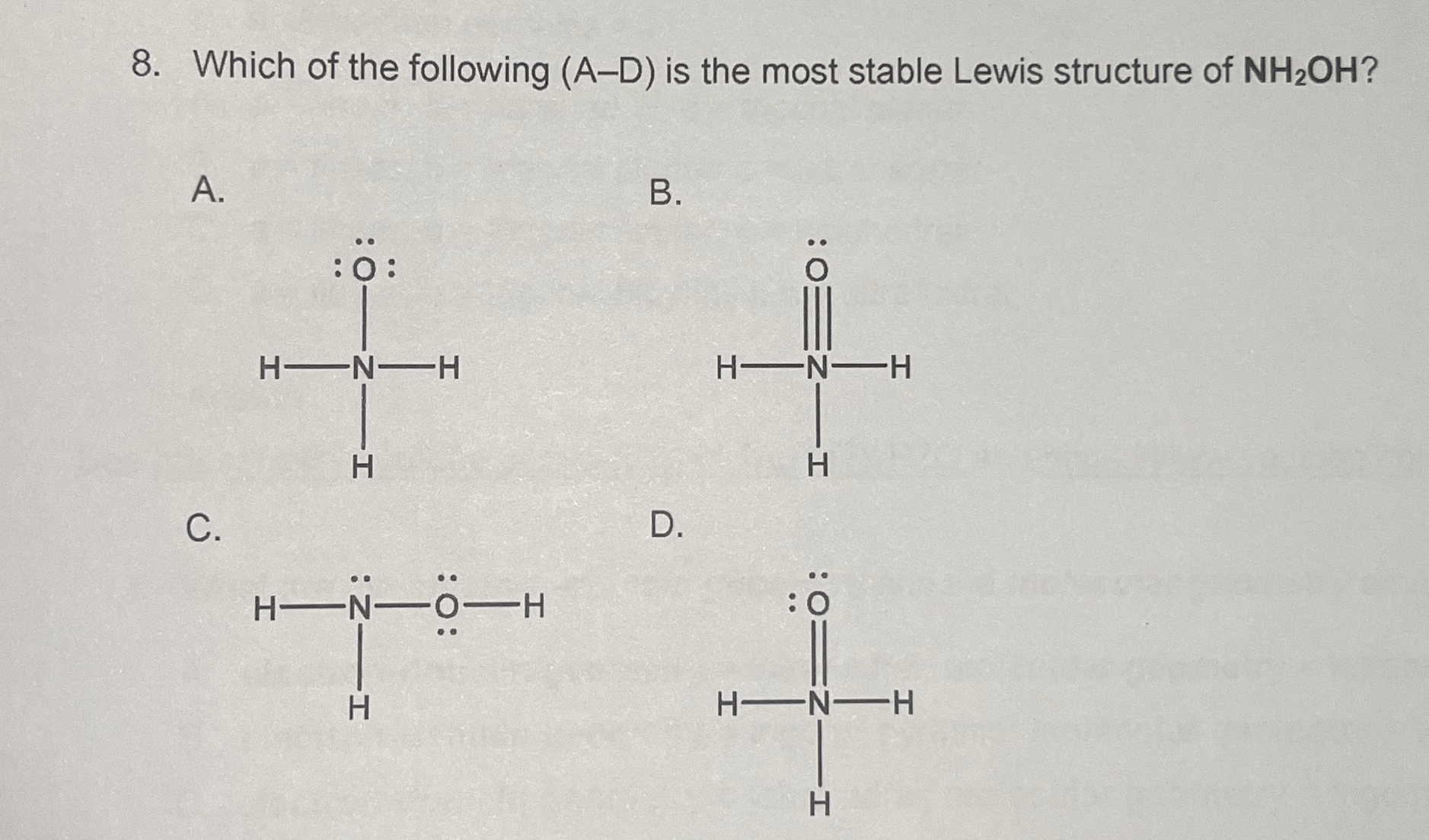 Solved Which of the following (A-D) ﻿is the most stable | Chegg.com