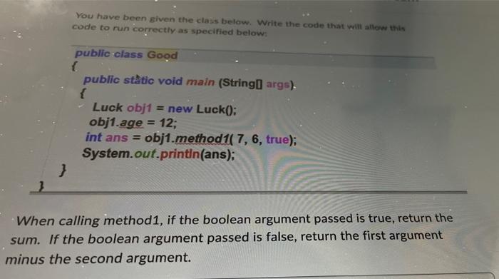 Solved You have been given the class below. Write the code | Chegg.com