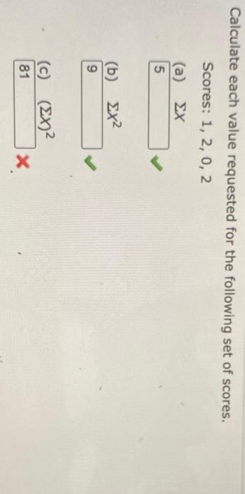 Solved Calculate each value requested for the following set | Chegg.com