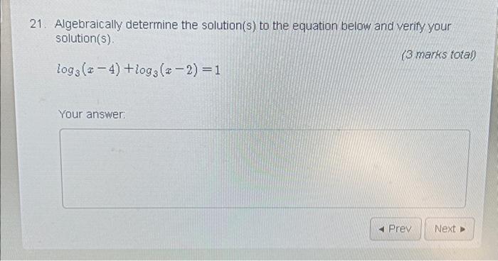 Solved 1. Algebraically determine the solution(s) to the | Chegg.com