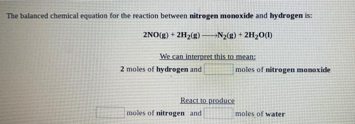 Solved The balanced chemical equation for the reaction | Chegg.com
