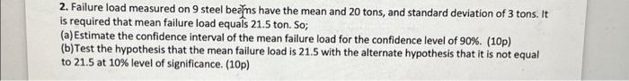 can you quickly solve please!!!!2. Failure load | Chegg.com