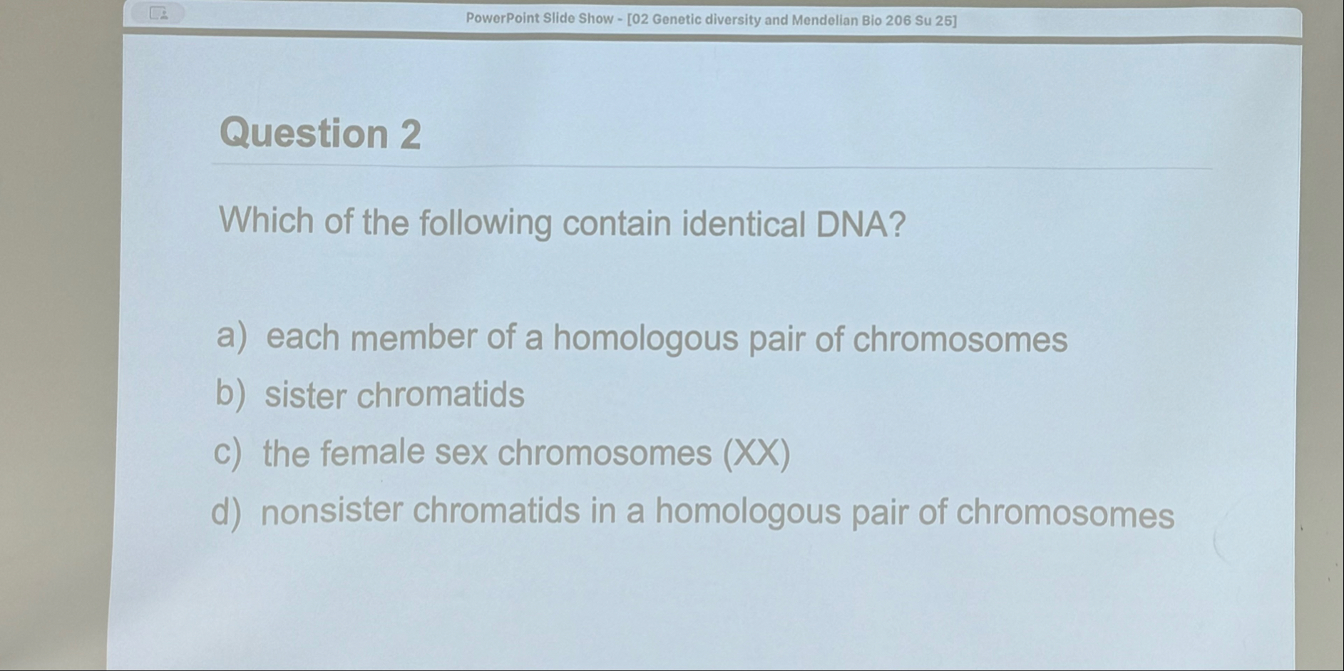 Solved PowerPoint Slide Show - [02 ﻿Genetic diversity and | Chegg.com