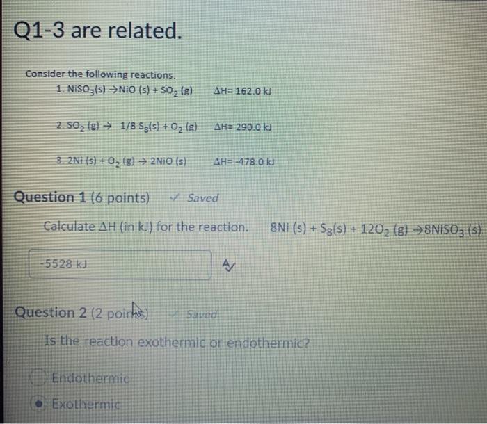 Solved Question 3 (4 points) Calculate AH (in kJ) for the | Chegg.com
