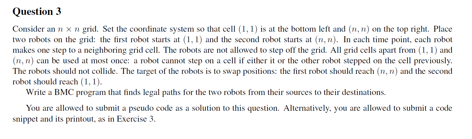 Solved Question 3Consider an n×n ﻿grid. Set the coordinate | Chegg.com