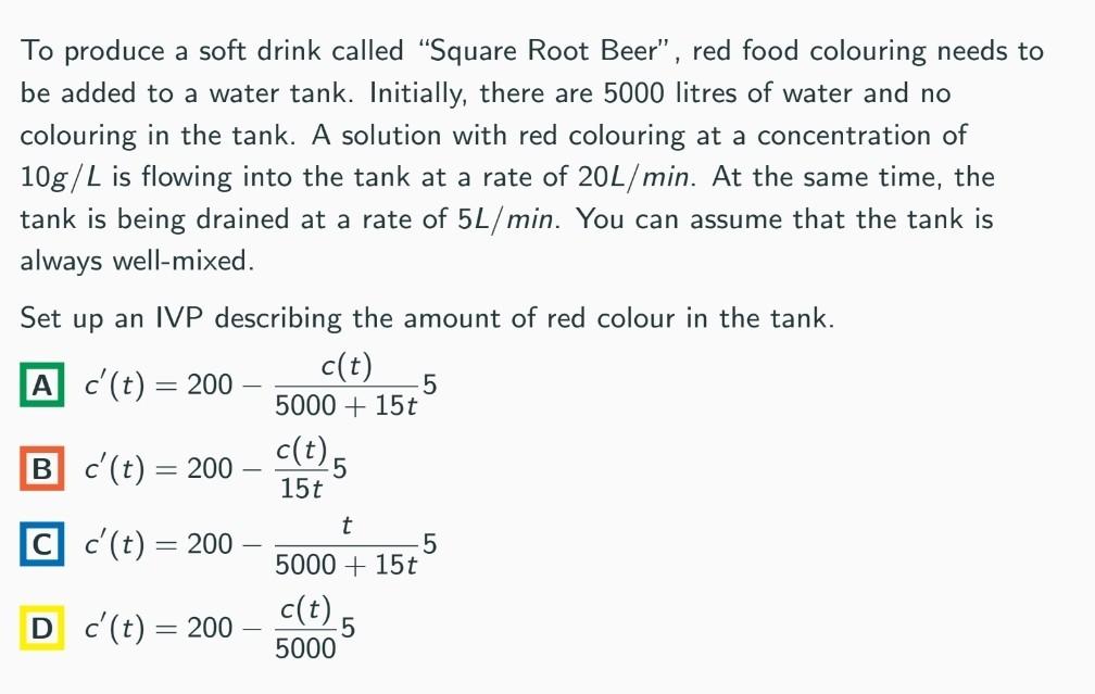 Solved To produce a soft drink called "Square Root Beer", | Chegg.com
