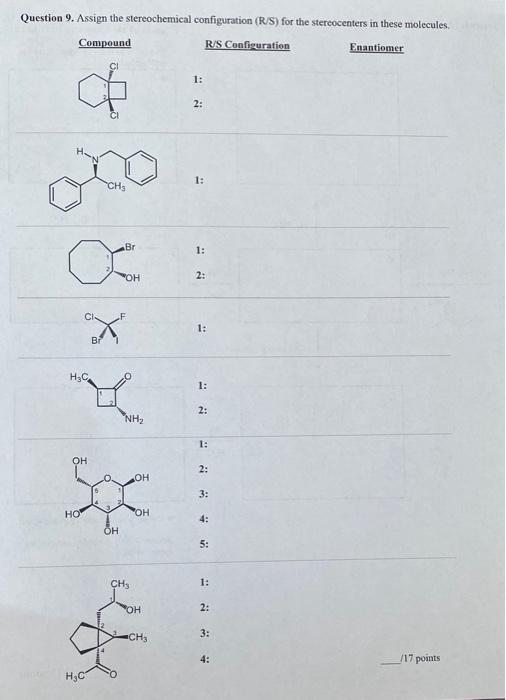 Solved Question 9. Assign the stereochemical configuration | Chegg.com