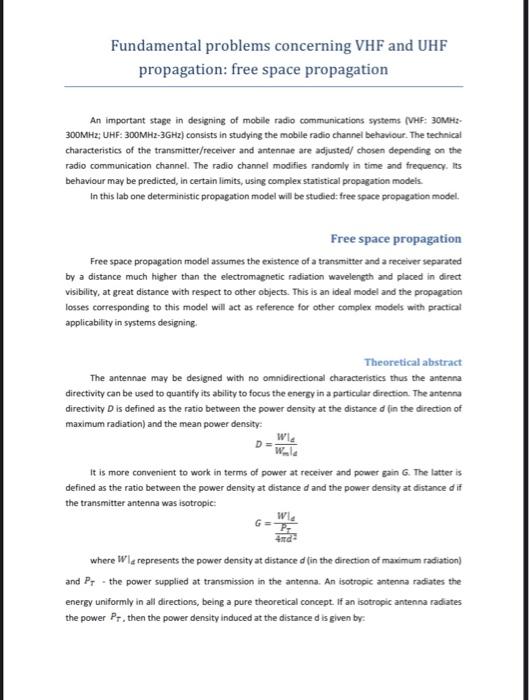 Solved 2. Determine the slope for the free space propagation | Chegg.com
