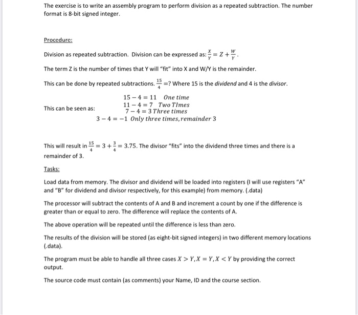 Solved The exercise is to write an assembly program to | Chegg.com
