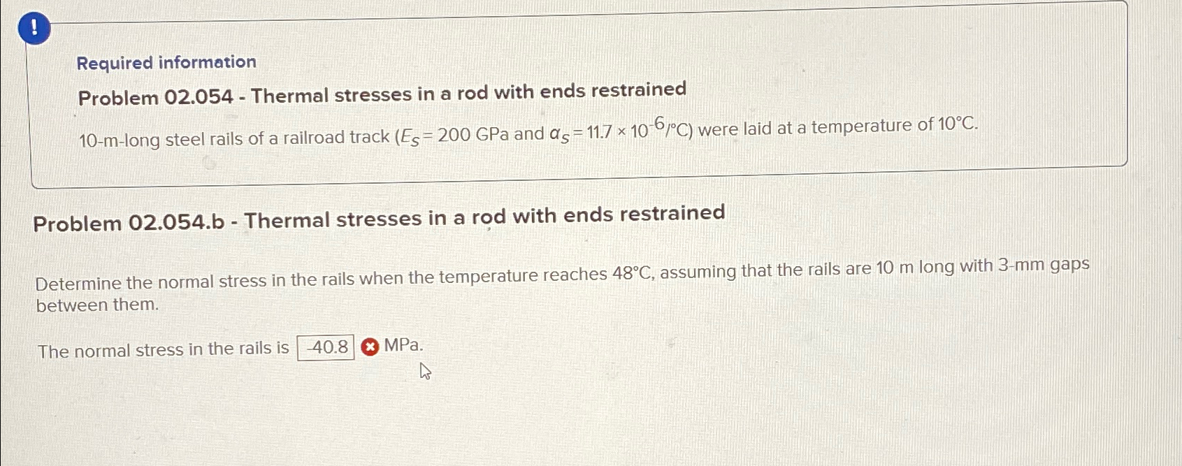 Solved !Required informationProblem 02.054 - ﻿Thermal | Chegg.com