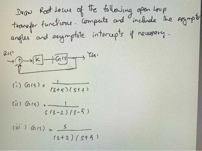 Solved asympte Draw Root lows of the following open Loup | Chegg.com