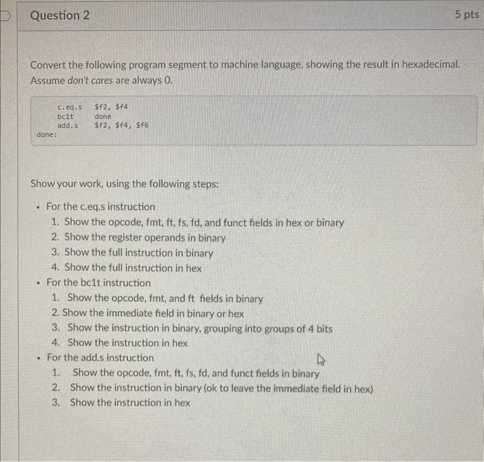 Solved Convert the following program segment to machine | Chegg.com
