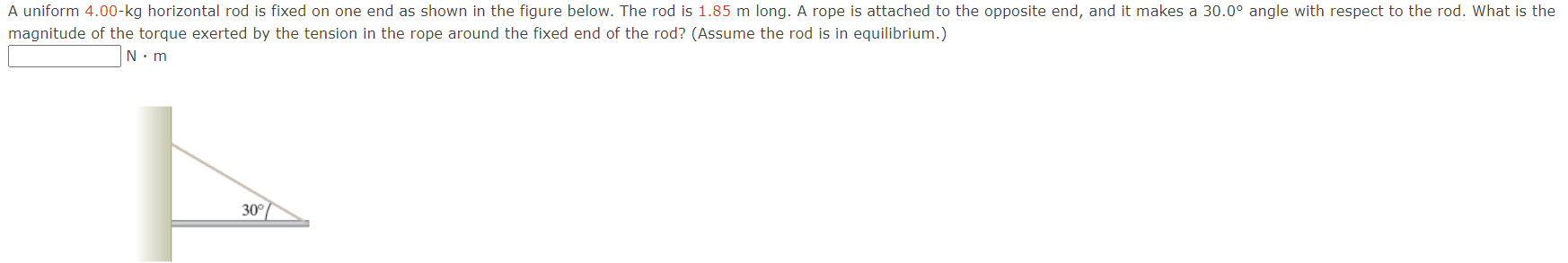 Solved A uniform 4.00-kg ﻿horizontal rod is fixed on one end | Chegg.com