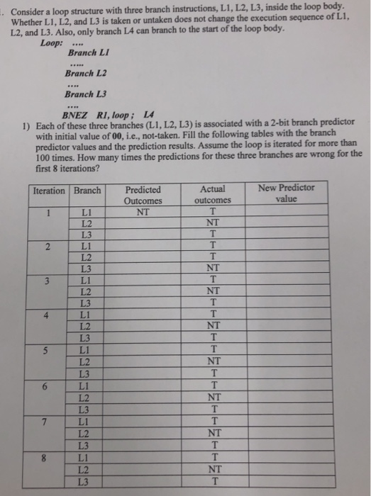 Consider a loop structure with three branch | Chegg.com