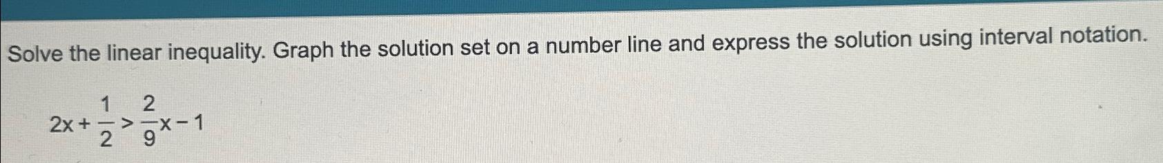Solved Solve the linear inequality. Graph the solution set | Chegg.com