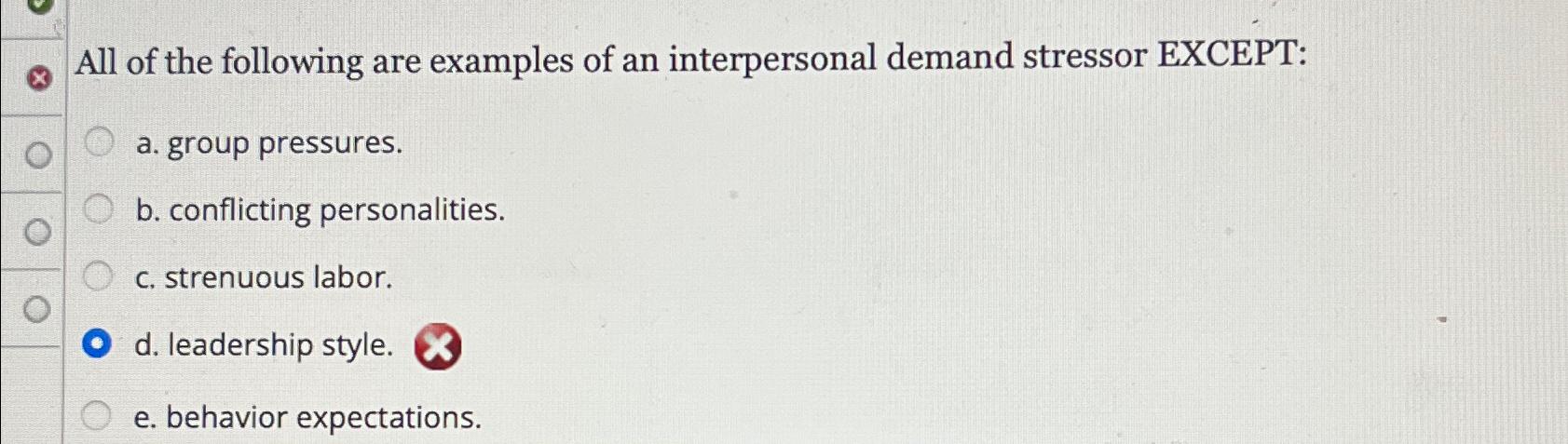 Solved All of the following are examples of an interpersonal | Chegg.com