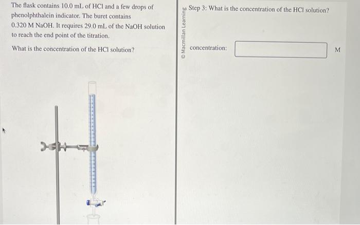 Solved \begin{tabular}{l|l} The flask contains 10.0 mL of | Chegg.com