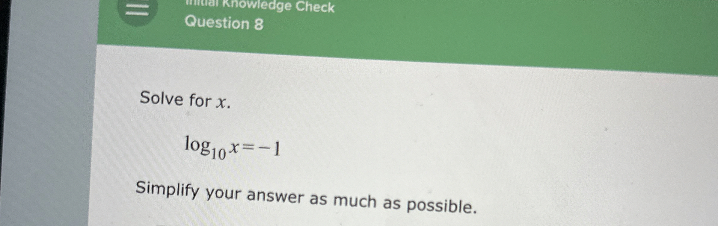 Solved mual Knowledge CheckQuestion 8Solve for | Chegg.com