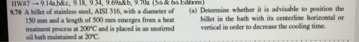 Solved HW#7 +9.14a,b&c, 9.18, 9.34, 9.69a&b, 9.70a (5th & | Chegg.com