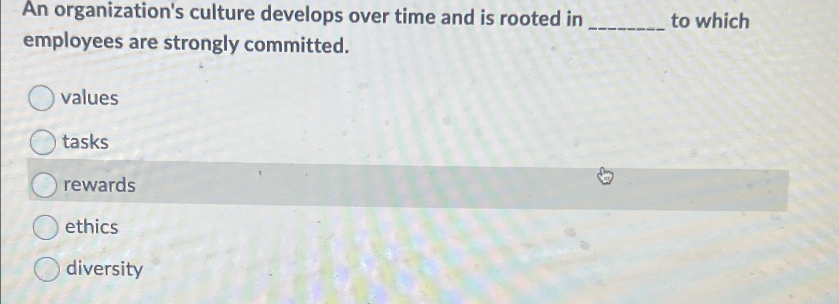 Solved An organization's culture develops over time and is | Chegg.com