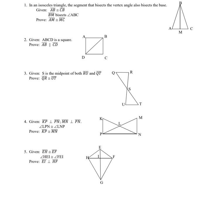 Solved 1. In an isosceles triangle, the segment that bisects | Chegg.com
