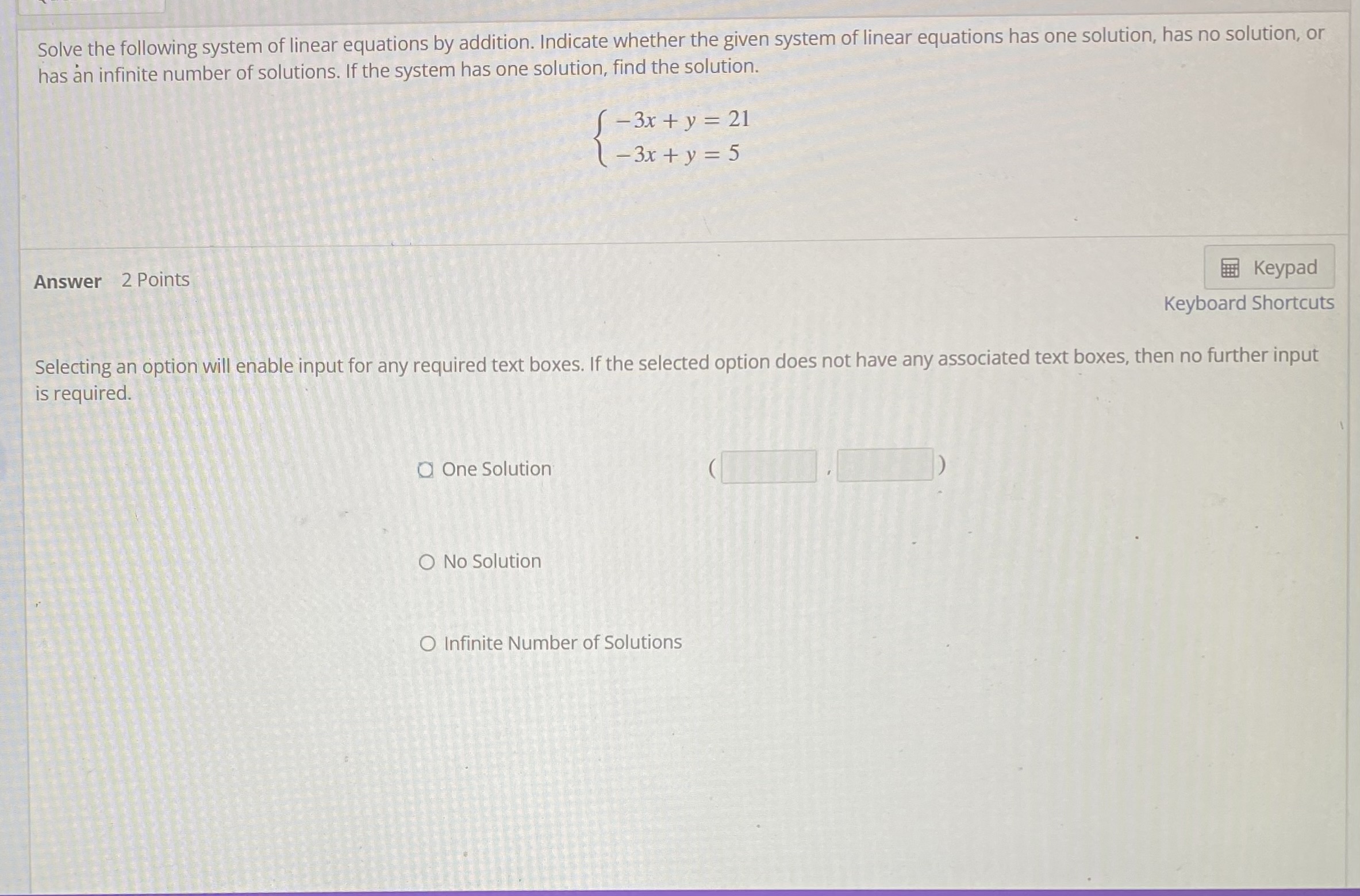Solved Solve the following system of linear equations by | Chegg.com