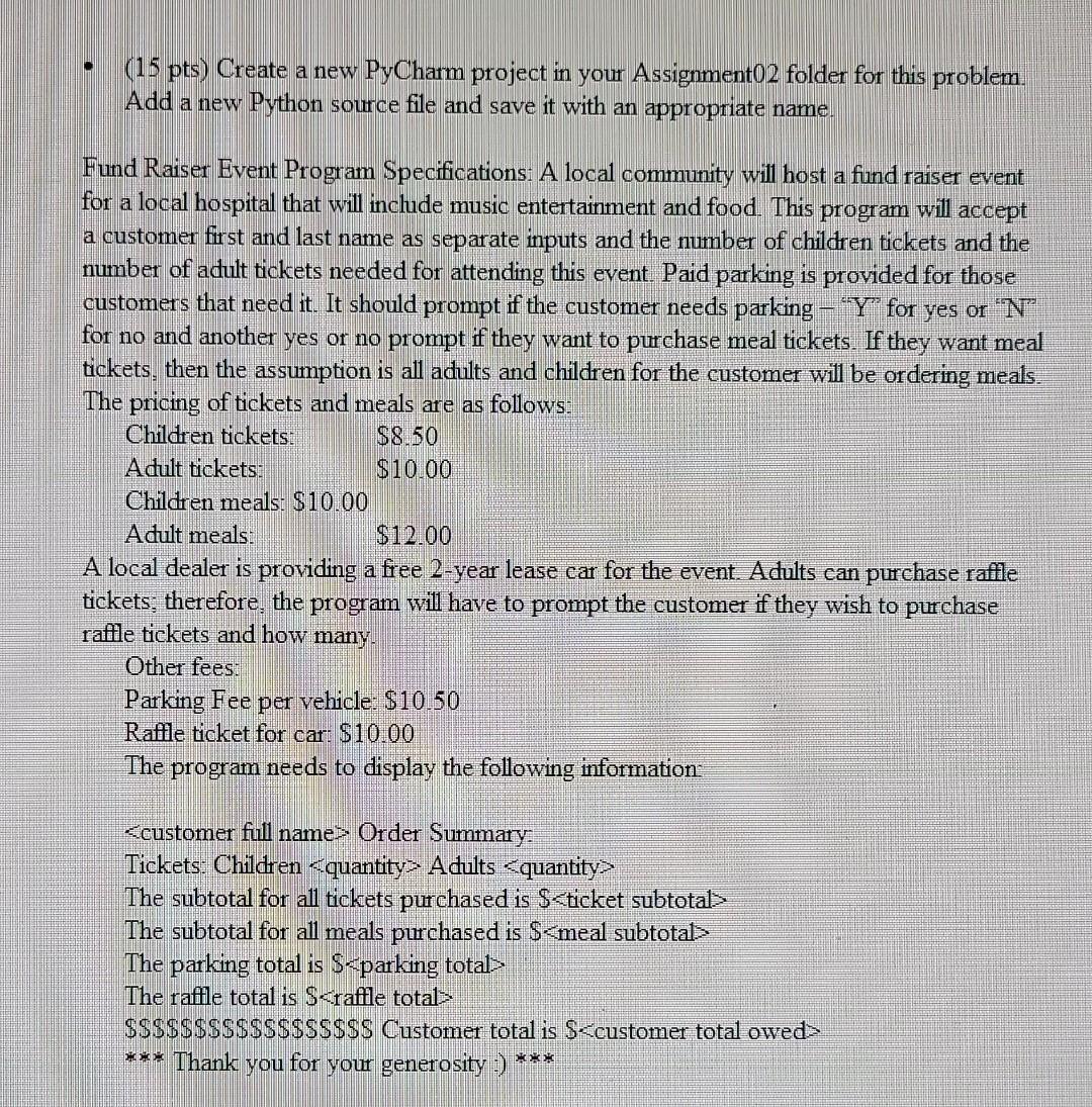 Solved - (15 pts) Create a new PyCharm project in your | Chegg.com